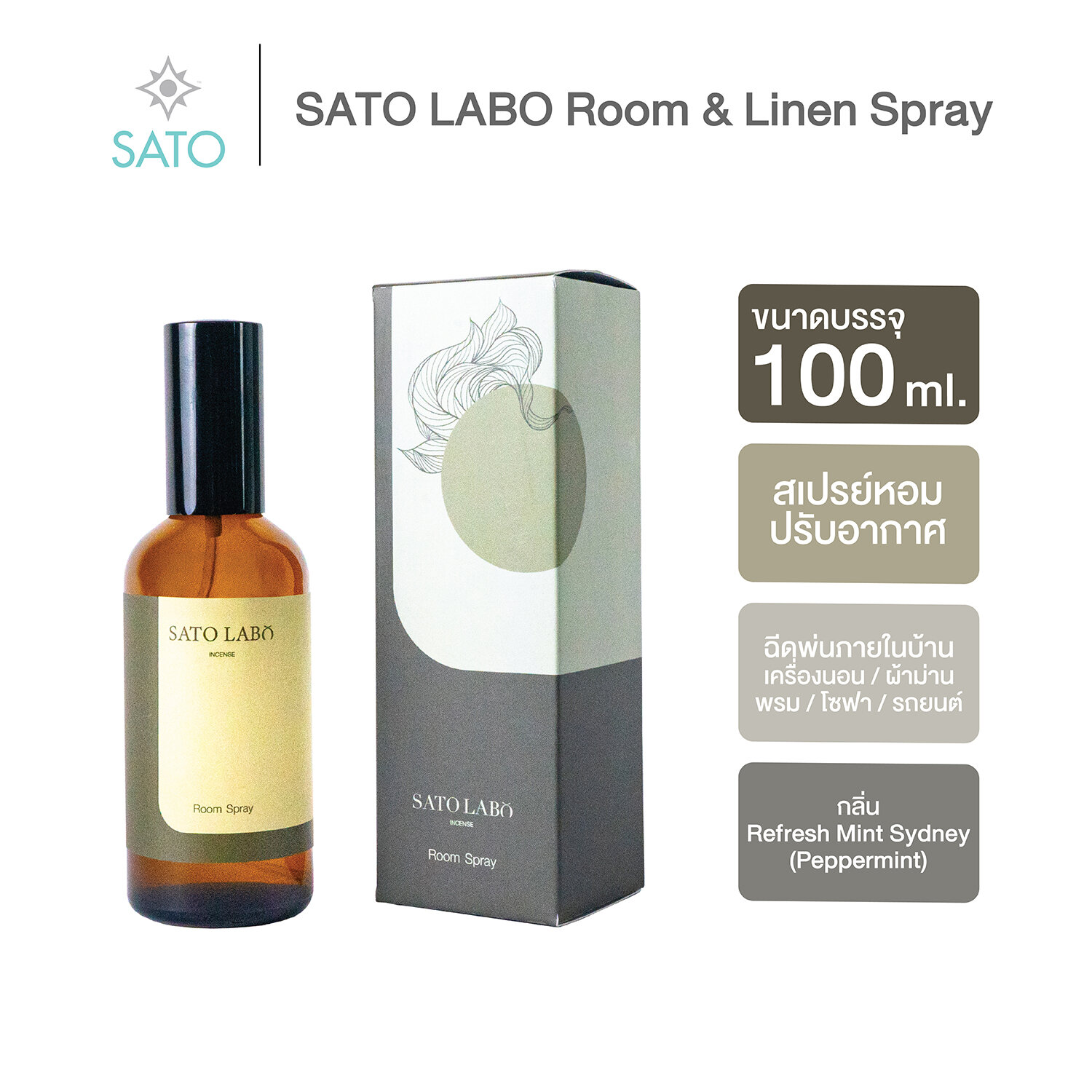 SATO LABO Room & Linen Spray กลิ่น Refresh Mint Sydney (Peppermint) - บริษัท โคะโคโระ ซาโตะ จำกัด