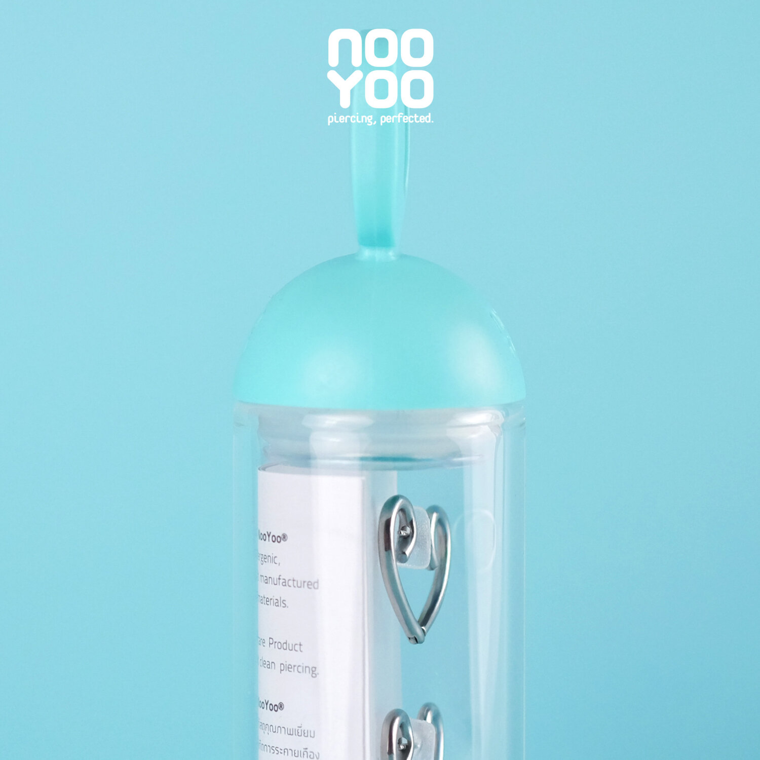 (30850) ต่างหู Heart Shaped Clicker Hoops Surgical Steel - NooYoo