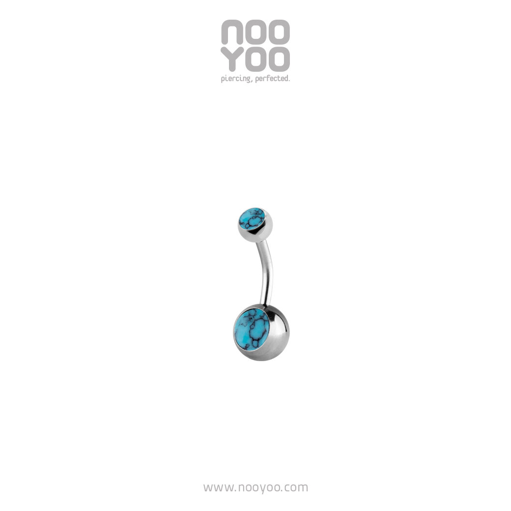 (30761) จิวสะดือ Double Turquoise Surgical Steel - NooYoo