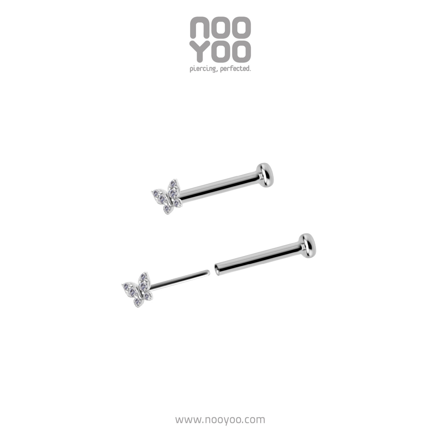 (31601) ต่างหู Cocr NF Butterfly Premium CZ/ Titanium TL - NooYoo