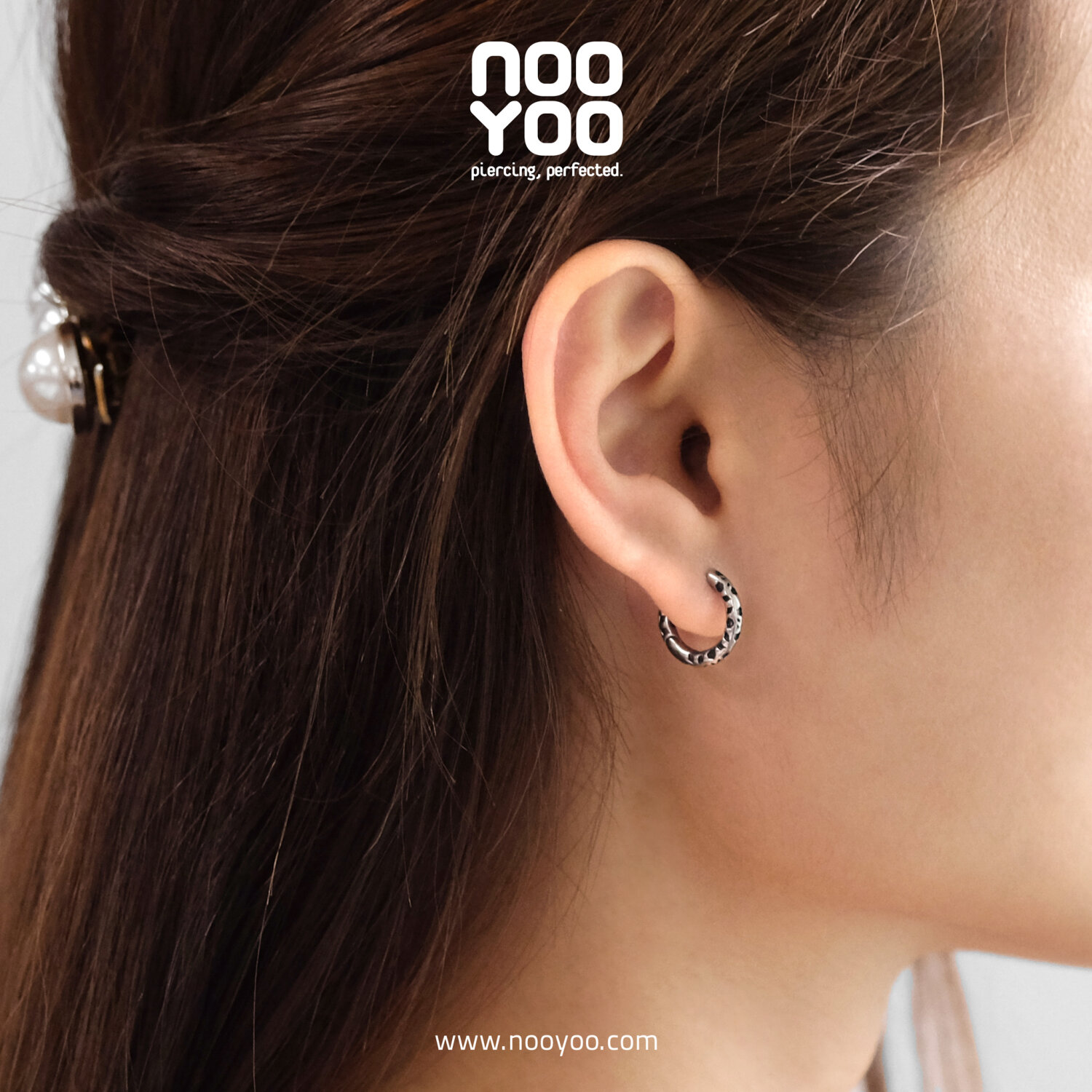 (31187) ต่างหูห่วง Perforated Hoops Surgical Steel - NooYoo