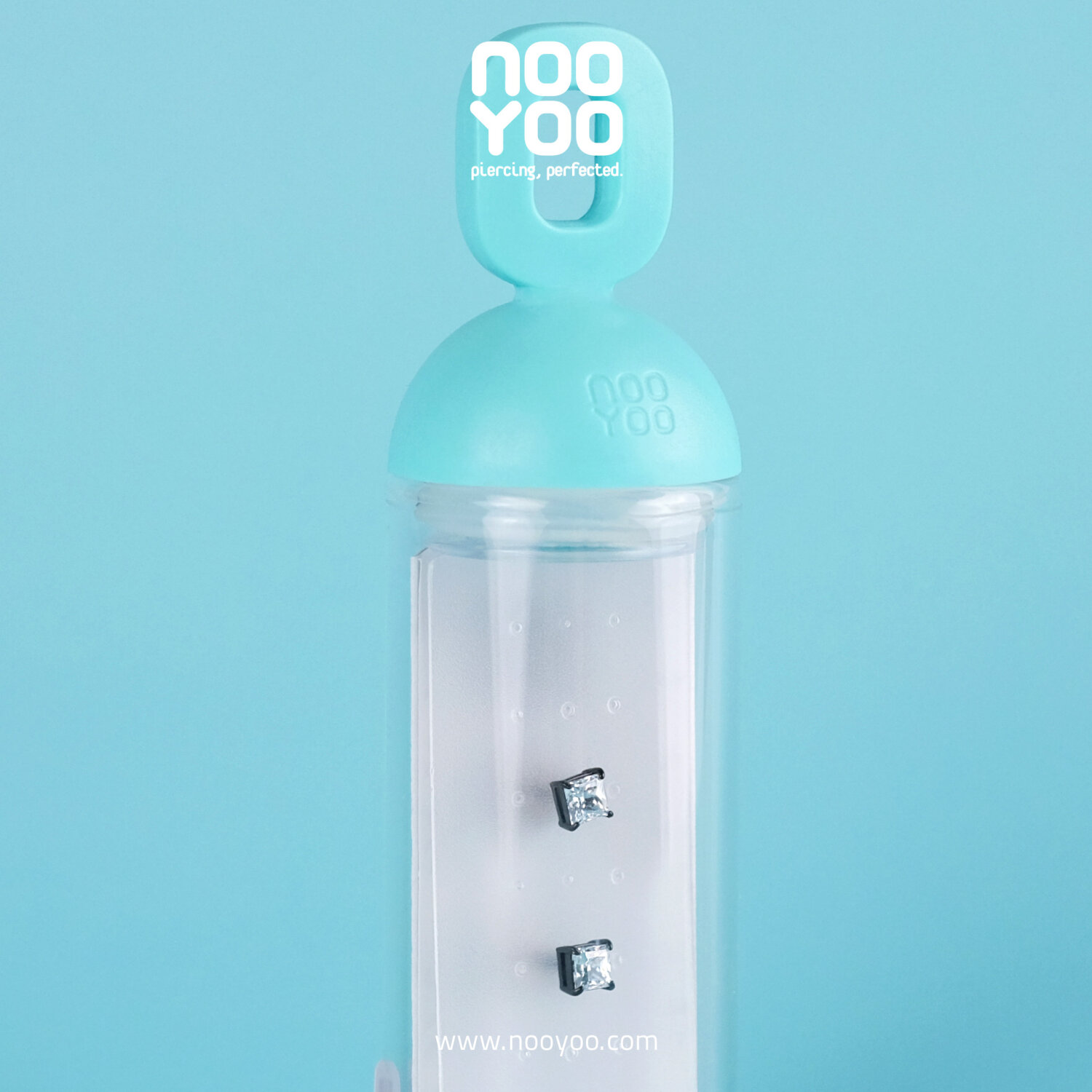 (31315) ต่างหู Black PVD Princess Cut 4 mm CZ Surgical Steel - NooYoo