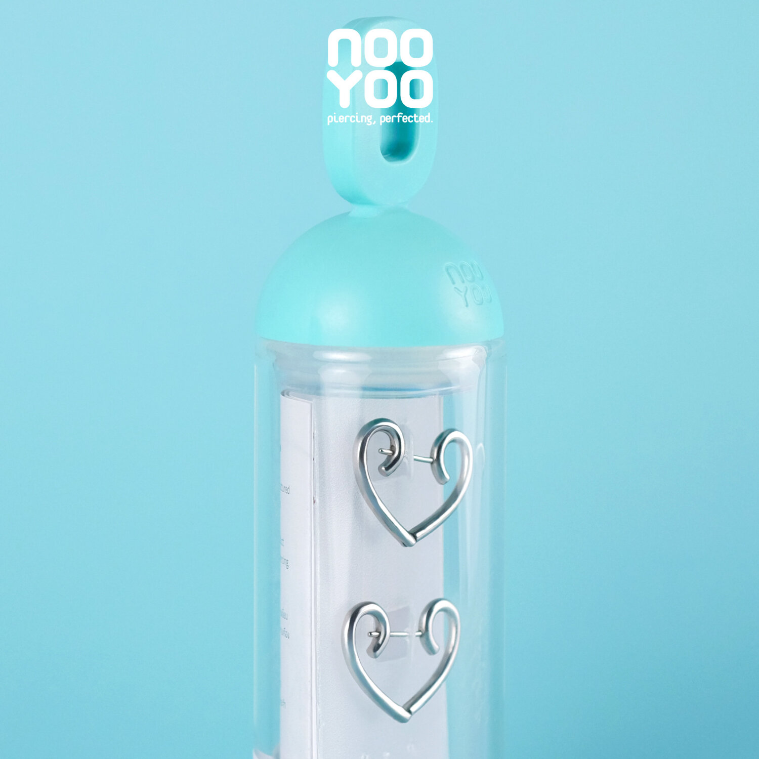 (30850) ต่างหู Heart Shaped Clicker Hoops Surgical Steel - NooYoo