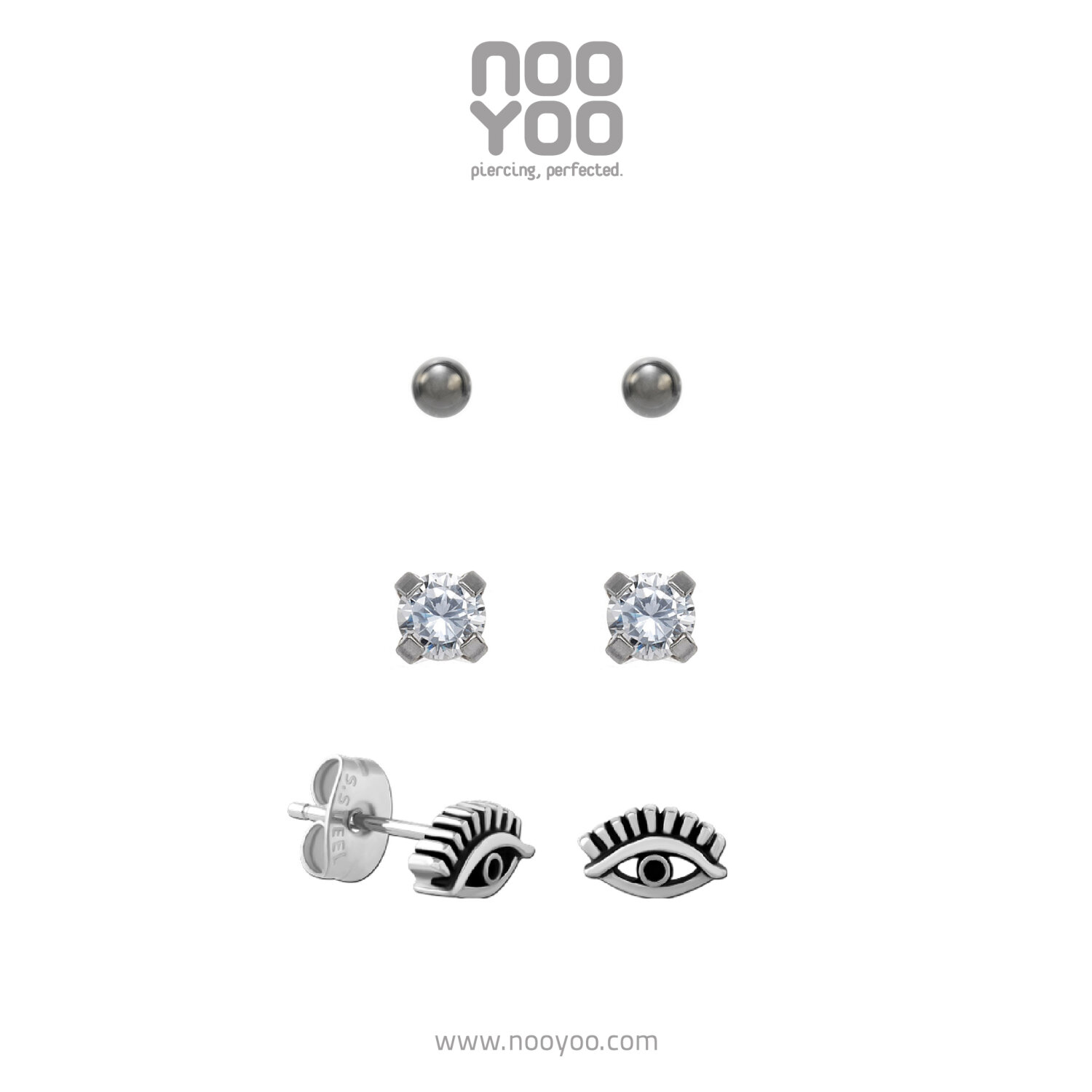 (31560) ต่างหู Evil Eyes Set Surgical Steel - NooYoo