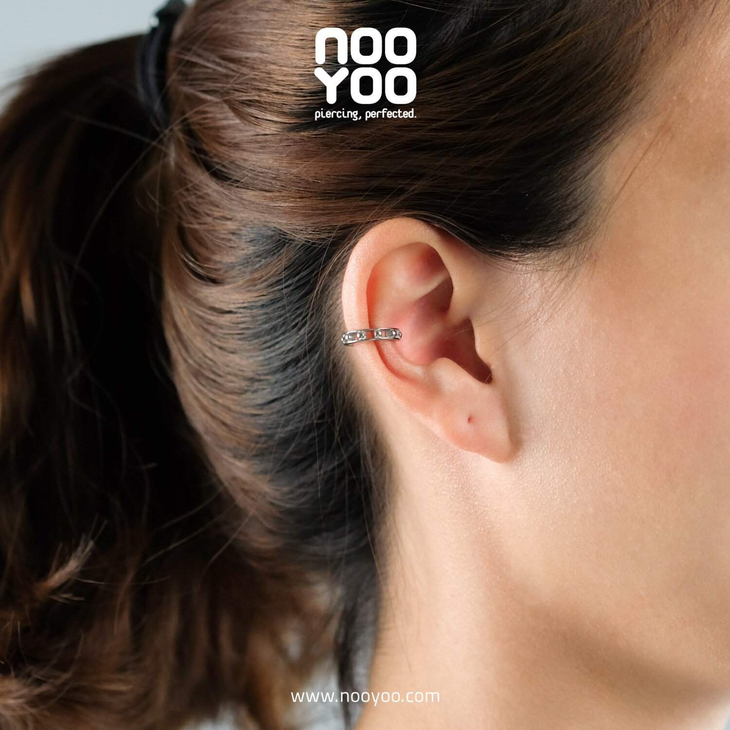 (31214) ต่างหู Ball Bearing Ear cuff Surgical Steel - NooYoo