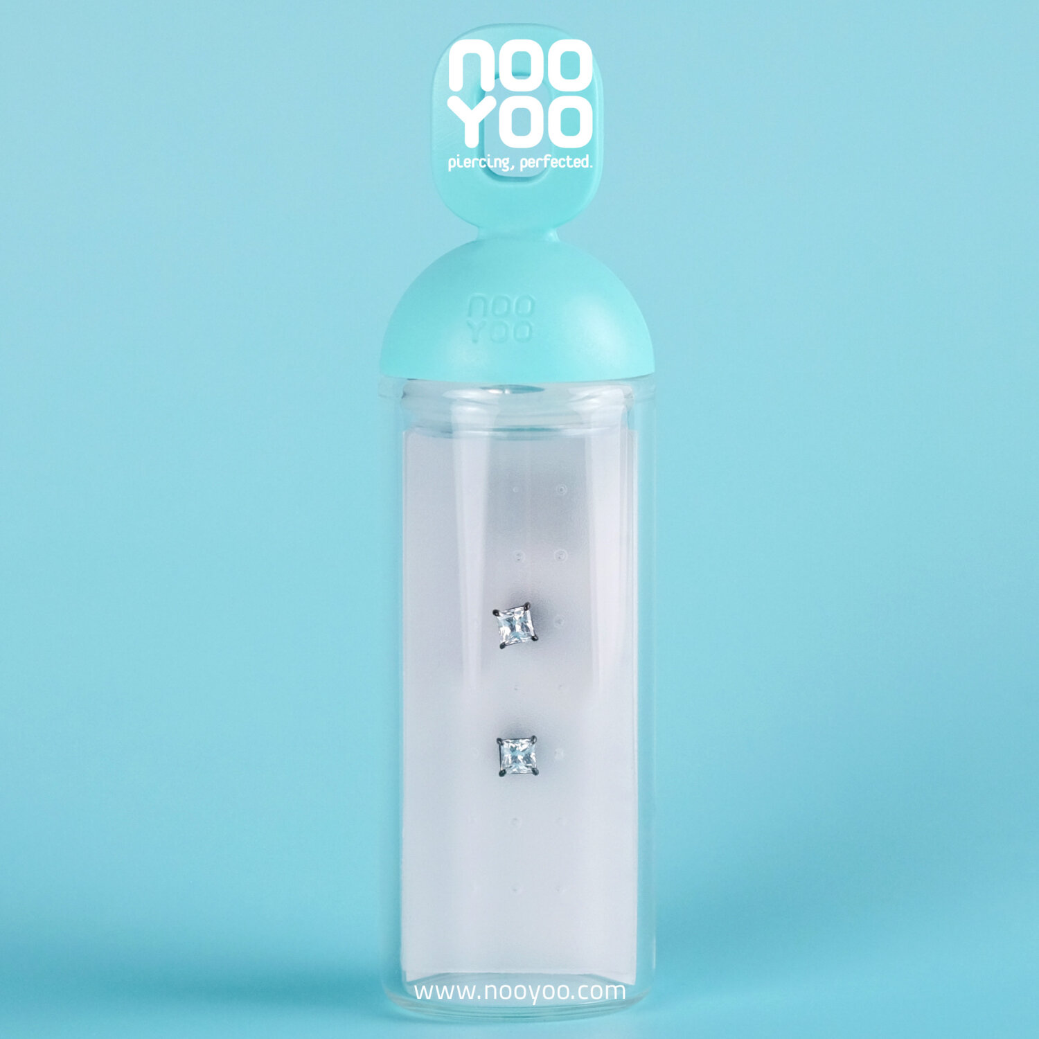 (31315) ต่างหู Black PVD Princess Cut 4 mm CZ Surgical Steel - NooYoo