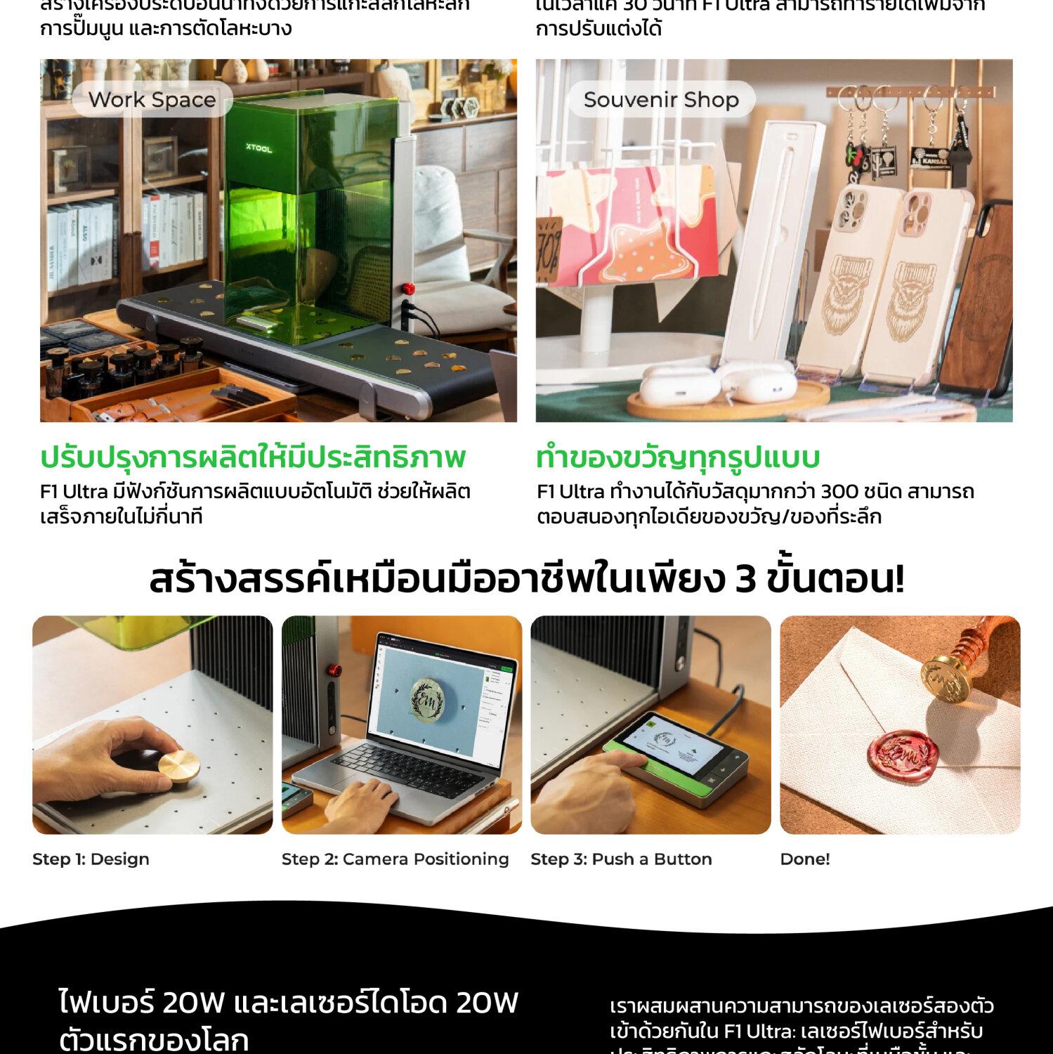 เครื่องแกะสลักเลเซอร์ xTool รุ่น F1 Ultra มีเลเซอร์ 2 ระบบในตัวเดียว ไฟเบอร์เลเซอร์ กับ Blue ...