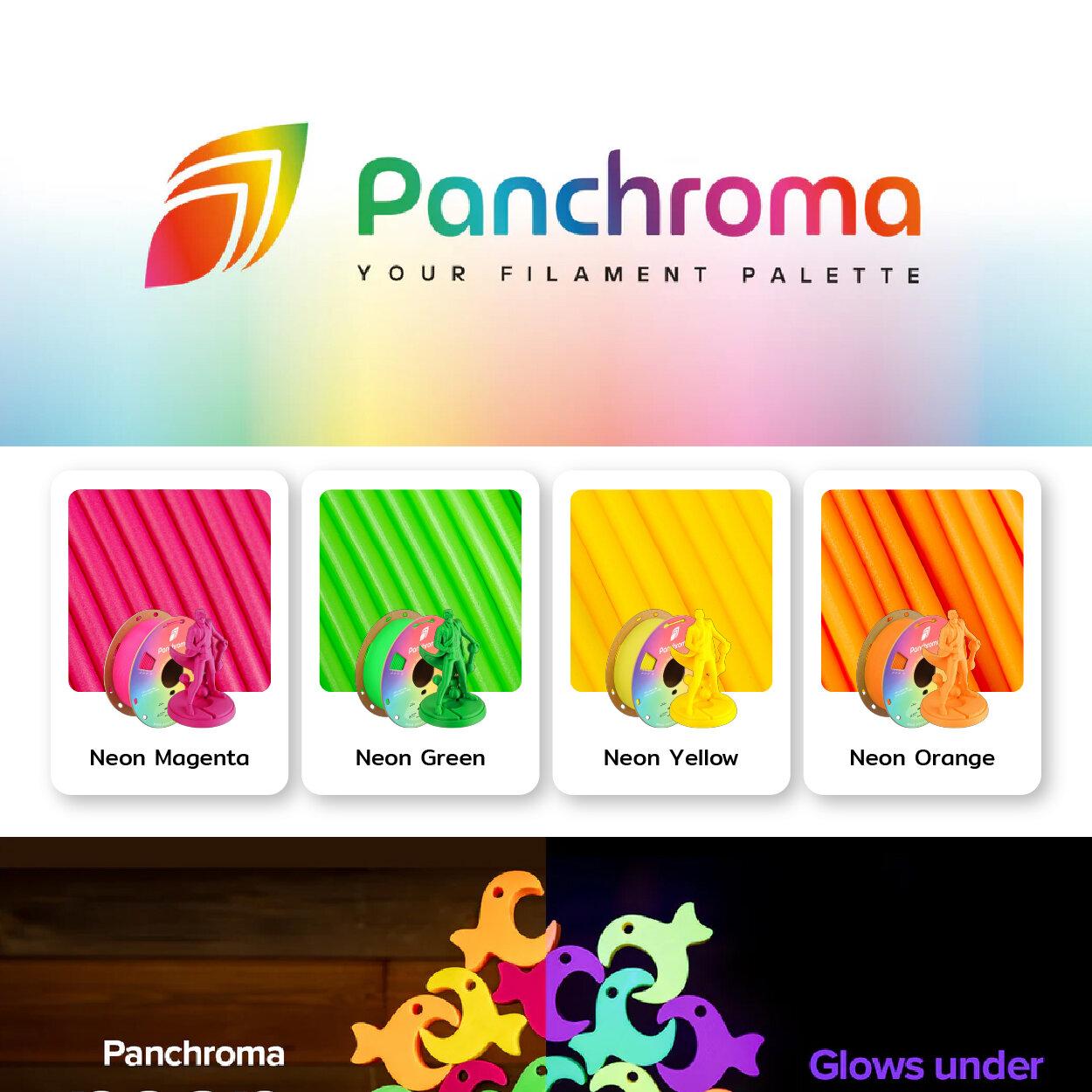 Panchroma Neon เส้น PLA เปล่งแสงในที่มืด หรือไฟ Black Light ขนาด 1.75 ...