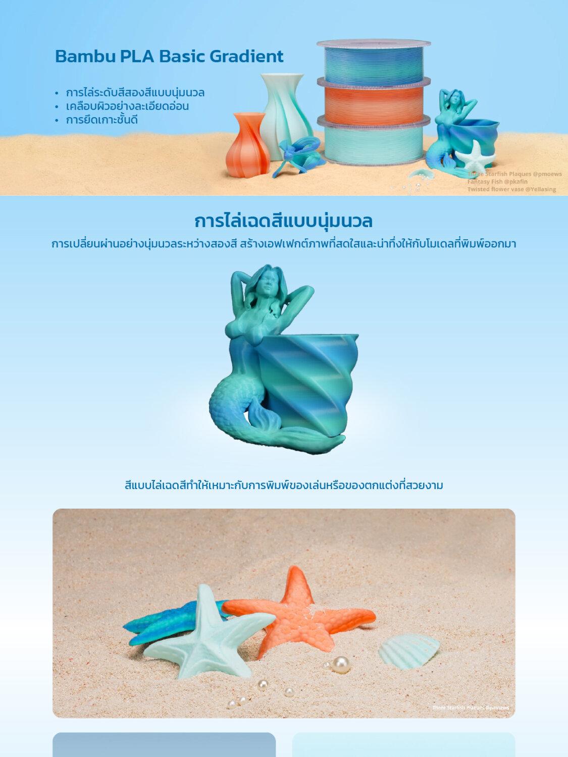 เส้น Bambu PLA Basic ไล่เฉด สี Gradient - Siamreprap