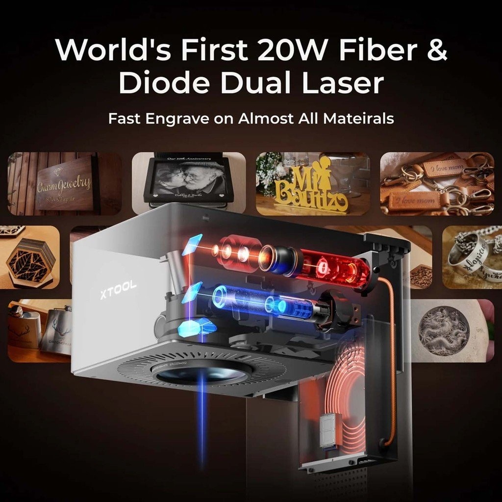 เครื่องแกะสลักเลเซอร์ xTool รุ่น F1 Ultra มีเลเซอร์ 2 ระบบในตัวเดียว ไฟเบอร์เลเซอร์ กับ Blue ...
