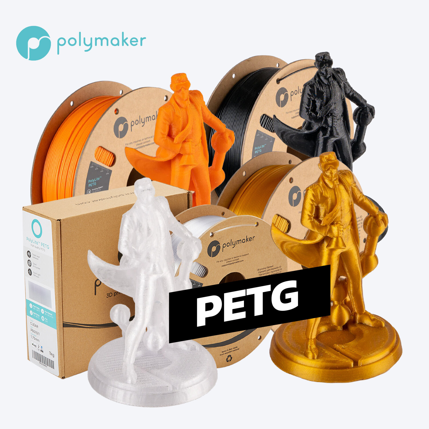 เส้นพลาสติก Polylite PETG ขนาด 1.75 มิล น้ำหนัก 1000 กรัม - Siamreprap