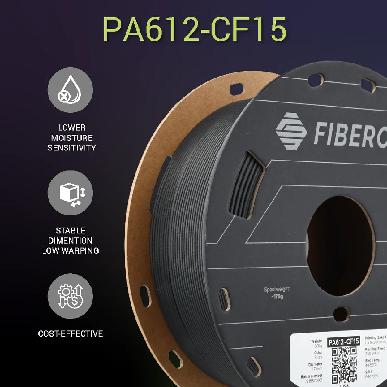 Fiberon™ PA612-CF15 เส้นไนลอนผสมคาร์บอนไฟเบอร์ มีความเหนียวและแข็งแรงสูง - Siamreprap