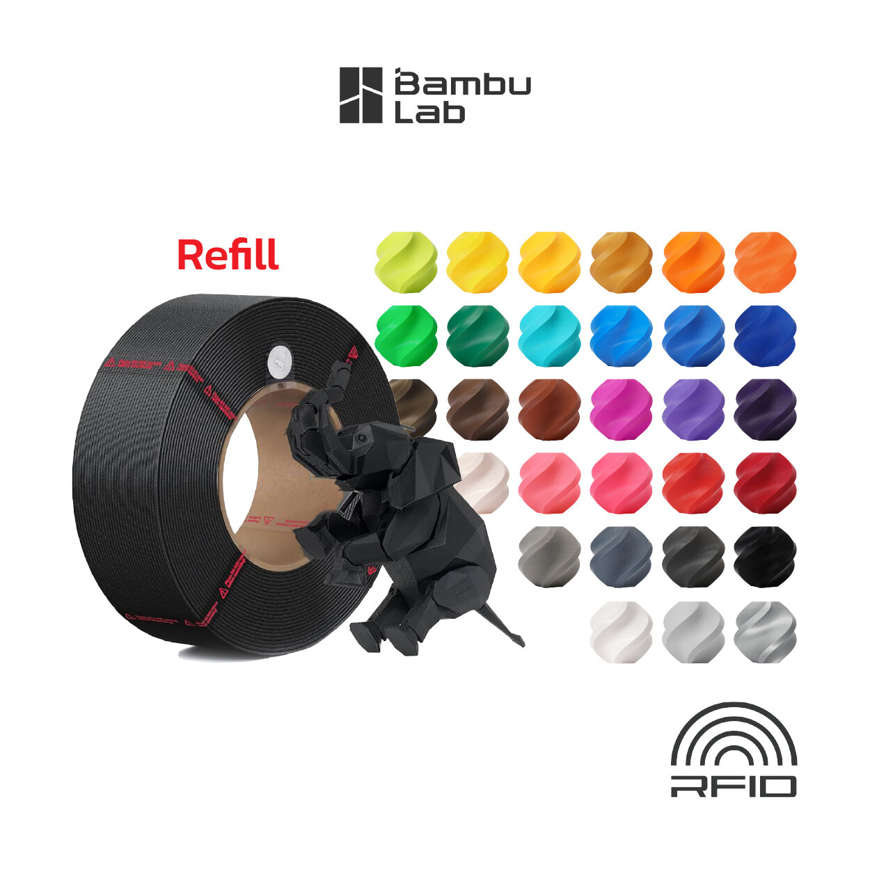 เส้น Bambu PLA Basic - Refill แบบเติม ขนาด 1.75 มิล หนัก 1000 กรัม - Siamreprap