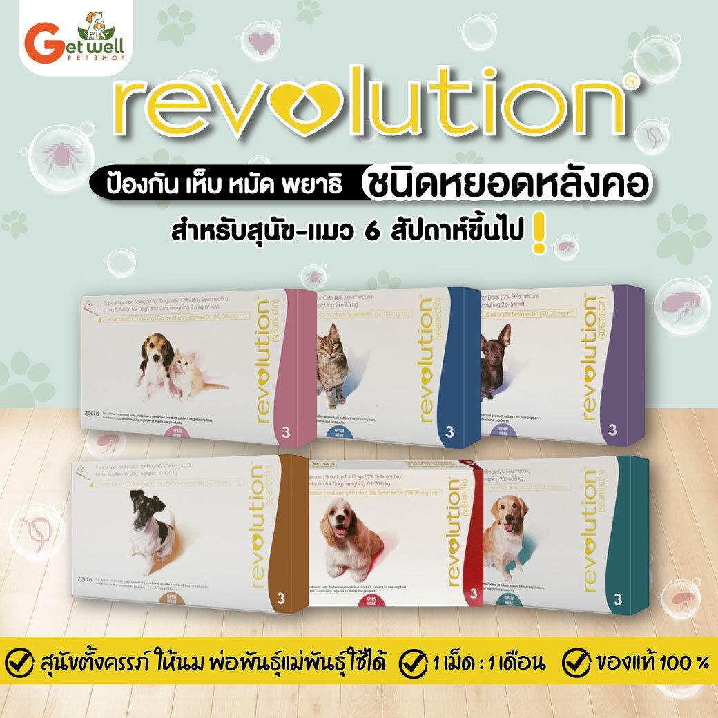Revolution ยาหยอดหลังคอ ป้องกันเห็บหมัด ไร พยาธิตัวกลม พยาธิปากขอ พยาธิ ...