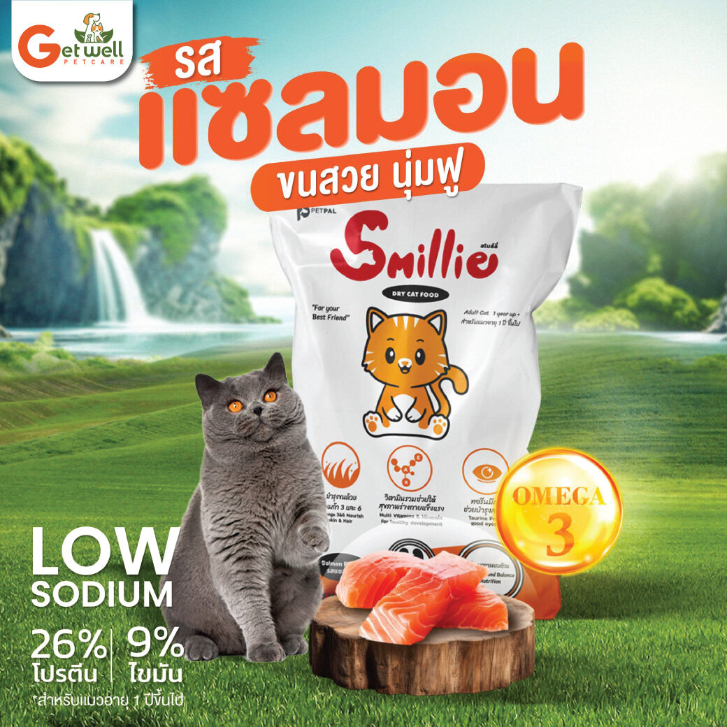[ส่งด่วน 1 กก*7 ถุง] Smillie อาหารแมว 1กก*7 ถุง เม็ดสีธรรมชาติ มี 2 ...