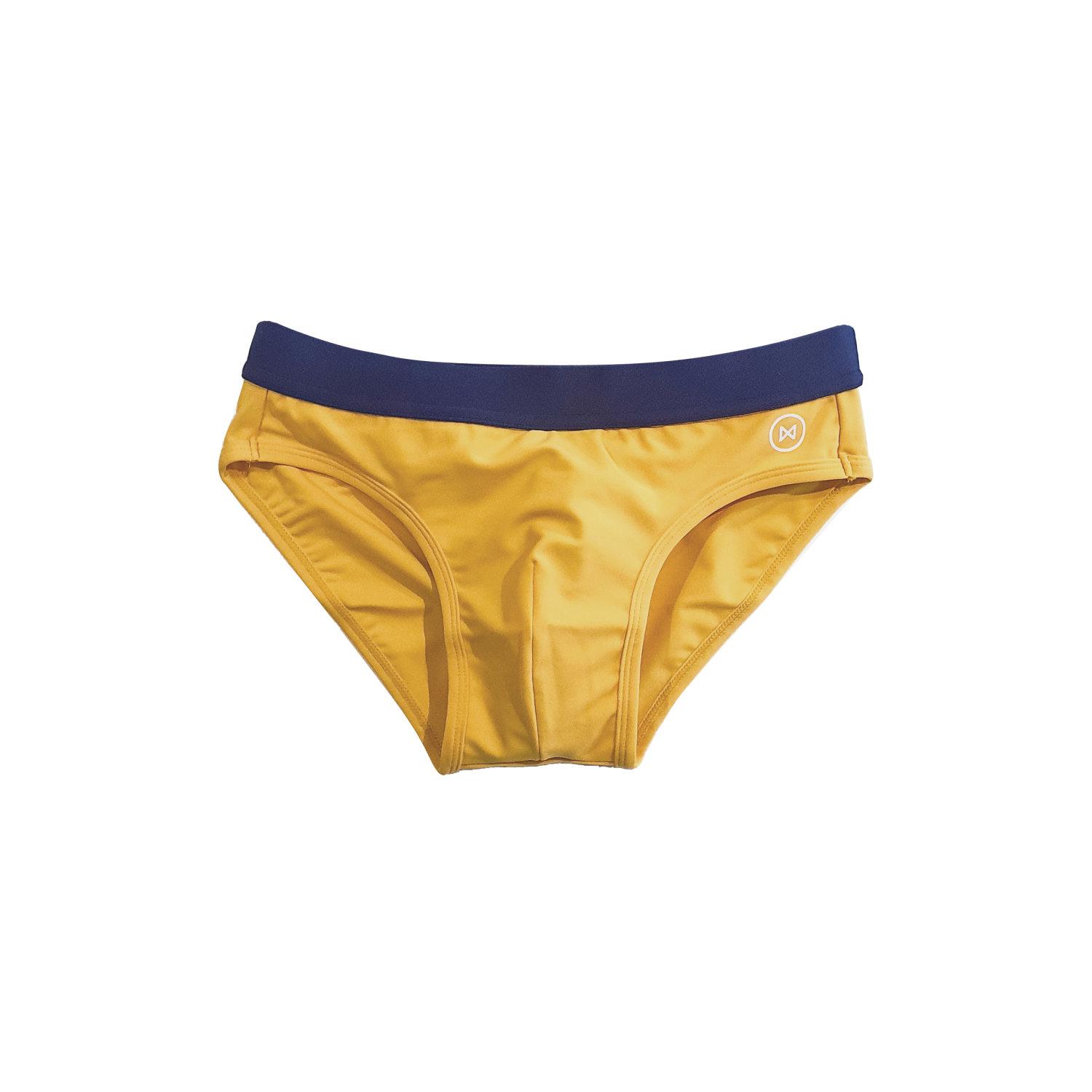 Swim Briefs: Yellow / Navy Blue Waist Band - Noxx Extra Soft T-shirts