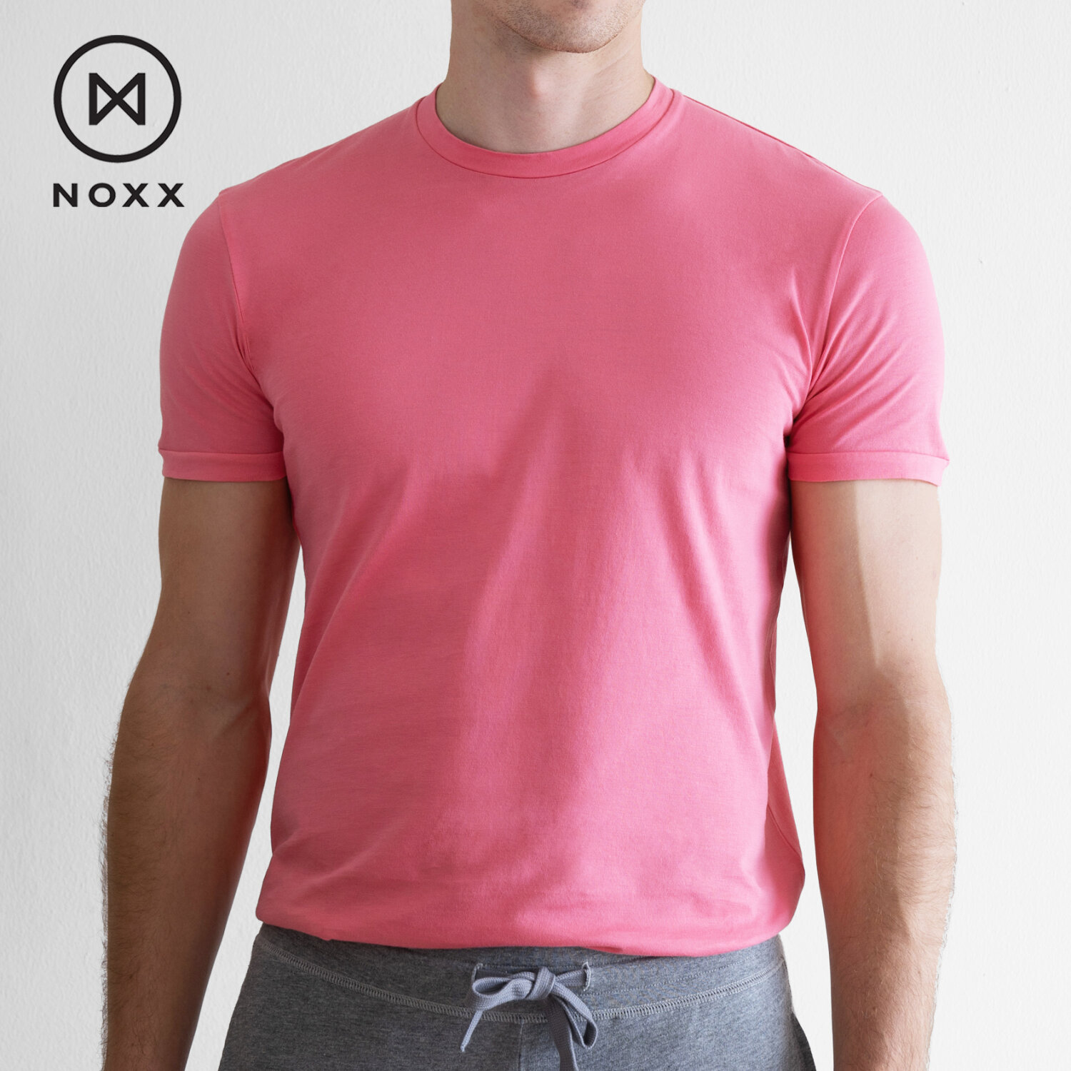 Noxx Round Neck 100% Pima Cotton T-shirt: Salmon Pink เสื้อยืดคอกลม สี ...