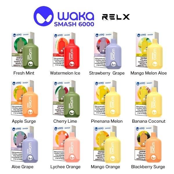 [PODDIS]Waka Smash 6000 Puff Disposable by Relx 12ML Nic3% - Shisha Chic