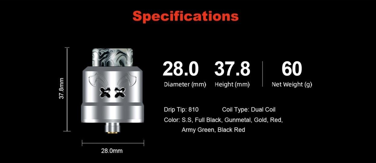 [RDA]Hellvape Dead Rabbit Max BF RDA แท้ 28mm พร้อมสำลีลวดในชุด ...