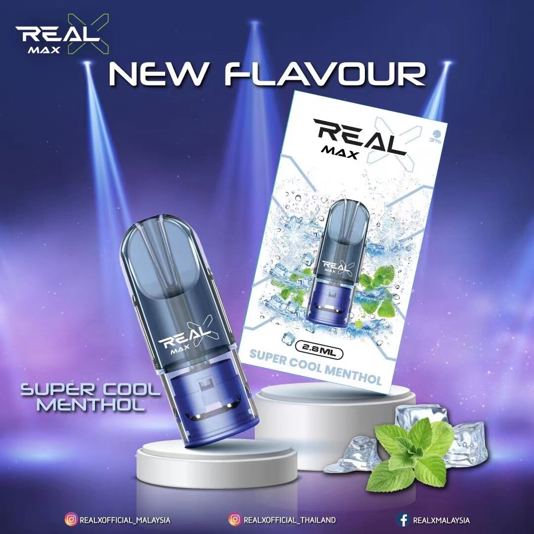 [CLOSESYSTEM]Real X MAX Pod Infinity - Super Cool Menthol เมนทอลเย็น 2.8ml Nic30 กล่อง1ตัว (ใส่ ...