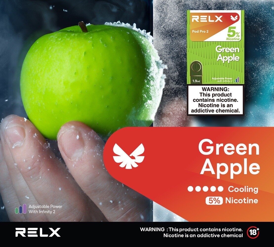 [CLOSESYSTEM]RELX Pod Pro2 (Infinity,Essential) - Green Apple กลิ่นแอป ...