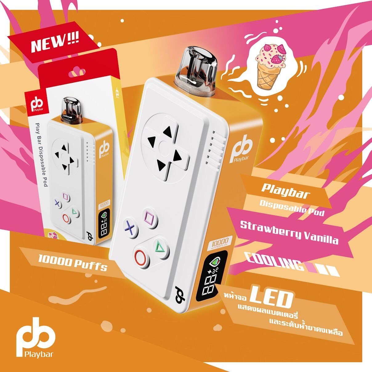  PODDIS Playbar 10K Disposable Pod Strawberry Vanilla 