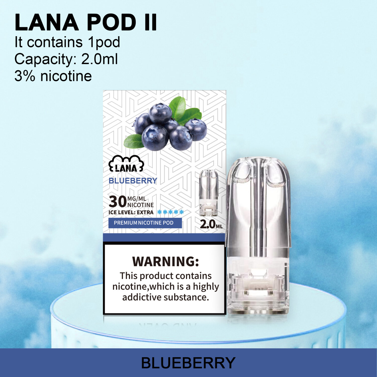 [CLOSESYSTEM] LANA POD II Infinity Pod (Single) - Blueberry บลูเบอร์รี่ Nic3% 2ml กล่อง1ตัว (ใส่ ...