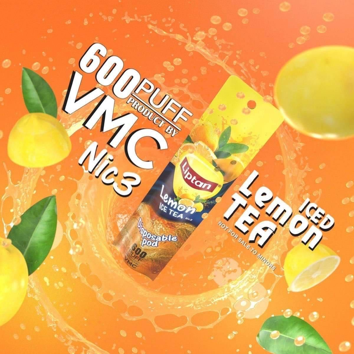 [PODDIS] VMC POD - Lipton Lemon Ice tea ชามะนาว 600 Puffs Nic 3% ใช้ ...