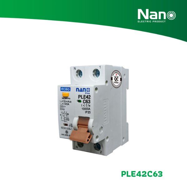 NANO เซอร์กิตเบรกเกอร์กันดูด NANO PLUS 2P 32A 10kA (1 ชิ้น/กล่อง, 6 ...