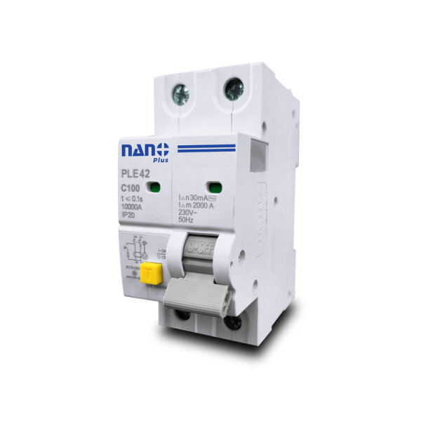 NANO เซอร์กิตเบรกเกอร์กันดูด NANO PLUS 2P 100A 10kA (1 ชิ้น/กล่อง, 6 ...