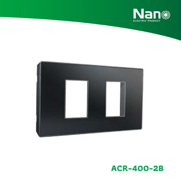 NANO แผงหน้ากากอะคริลิค พร้อมตะแกรง ขนาด 2 ช่อง Classic series สีดำ ...