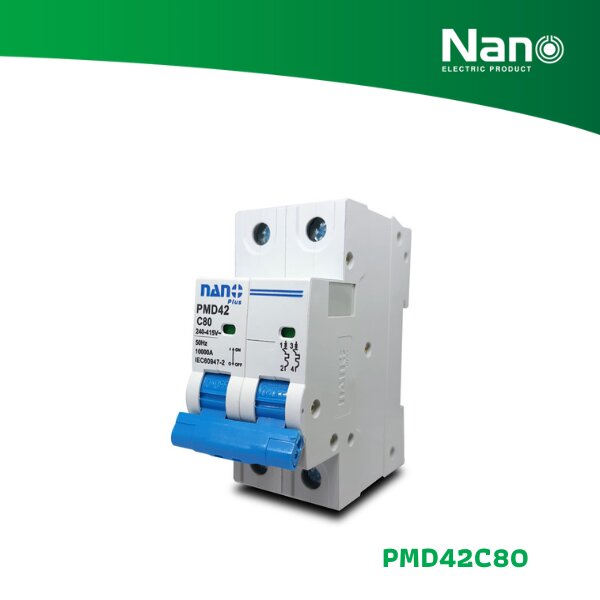 NANO เซอร์กิตเบรกเกอร์ NANO PLUS 2P 80A 10kA (1 ชิ้น/กล่อง, 6 ชิ้น ...