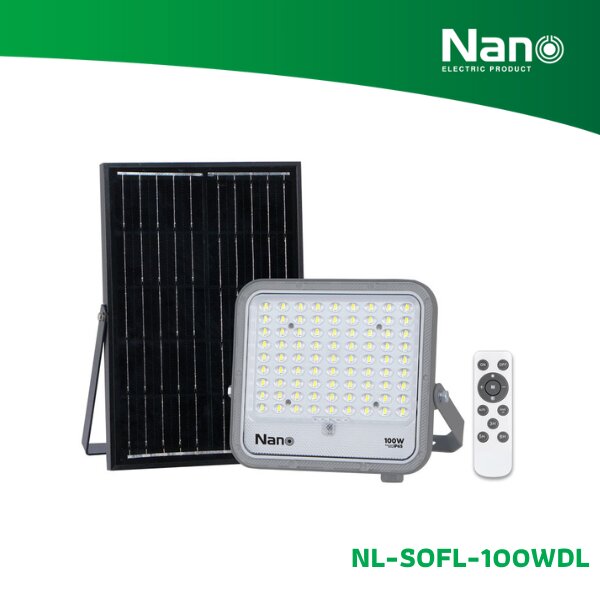NANO Solar Flood Light โคมฟลัดไลท์ พลังงานแสงอาทิตย์ (พร้อมรีโมท) 100W ...