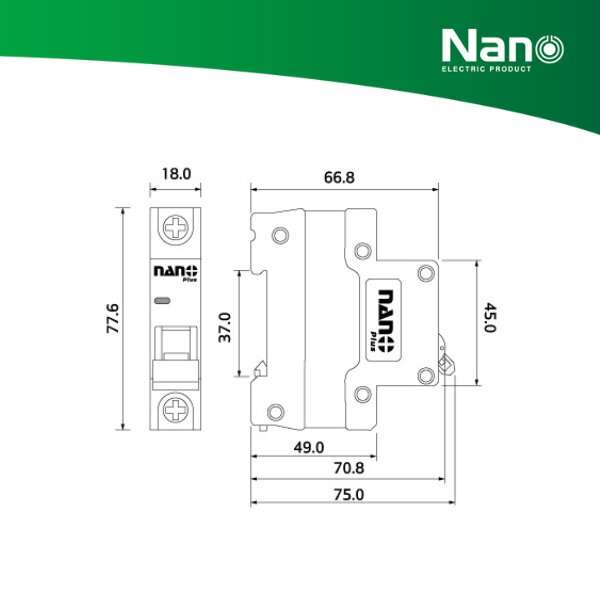 NANO เซอร์กิตเบรกเกอร์ NANO PLUS 1P 32A 6kA (1 ชิ้น/กล่อง, 12 ชิ้น ...
