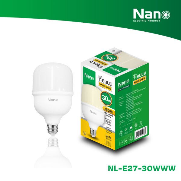NANO LED T-Bulb หลอดประหยัดไฟแอลอีดี ขั้ว E27 Warm White (1ชิ้น/กล่อง ...