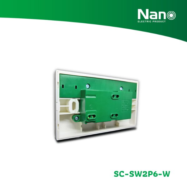 NANO ชุดเต้ารับคู่มีกราวน์ + ม่านนิรภัย + สวิทซ์ควบคุมแบบมีไฟ สีขาว (1 ...