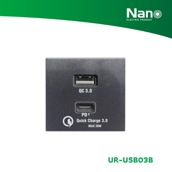 NANO เต้ารับ USB ชาร์จเร็ว 3.0 + PD 20W USB Type A + Type C ขนาด 2 ช่อง ...