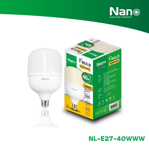 NANO LED T-Bulb หลอดประหยัดไฟแอลอีดี ขั้ว E27 Warm White (1ชิ้น/กล่อง ...