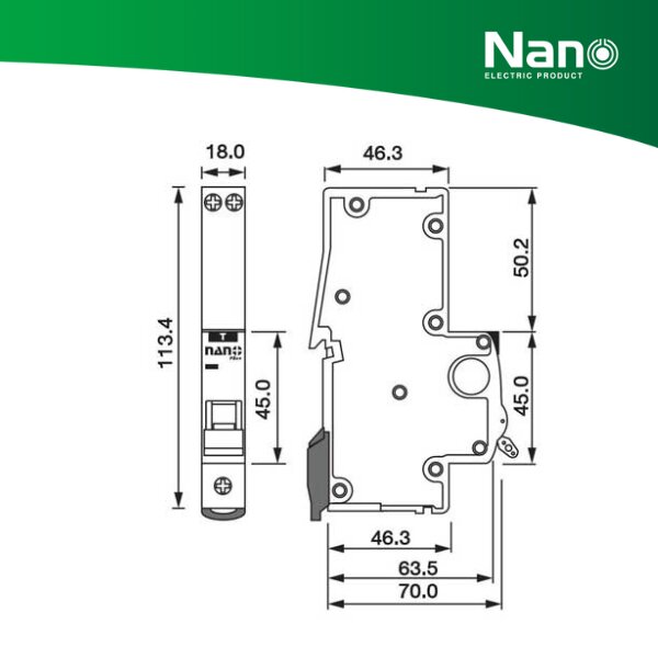 NANO เซอร์กิตเบรกเกอร์กันดูด NANO PLUS 1P 16A 10kA (1 ชิ้น/กล่อง) รุ่น ...