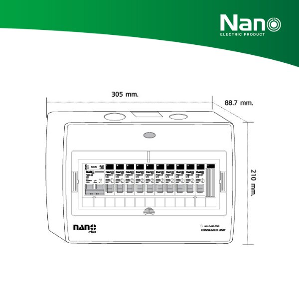 NANO ตู้คอนซูมเมอร์ยูนิต NANO PLUS เมน + 11 ช่อง (พร้อม MCB + ลูกย่อย ...