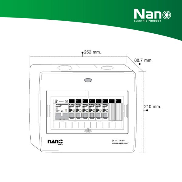 NANO ตู้คอนซูมเมอร์ยูนิต NANO PLUS เมน + 8 ช่อง (พร้อม MCB + ลูกย่อย 6 ...