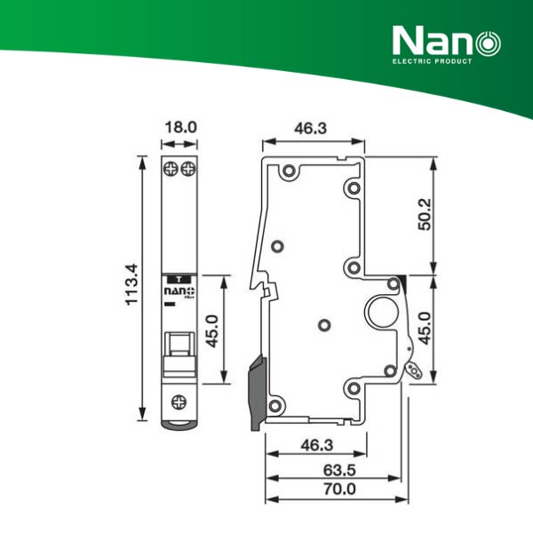 NANO เซอร์กิตเบรกเกอร์กันดูด NANO PLUS 1P+N 32A 6kA (1 ชิ้น/กล่อง) รุ่น ...