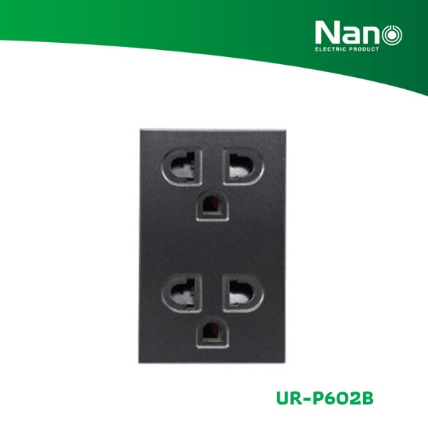 NANO เต้ารับคู่มีกราวน์และม่านนิรภัย 16A 250V Urban series (1 ชิ้น/กล่อง, 10 ชิ้น/กล่อง) รุ่น UR ...