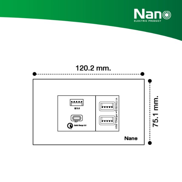 NANO ชุดเต้ารับ USB 2.1A 5V + เต้ารับ USB ชาร์จเร็ว 3.0 USB Type A ...
