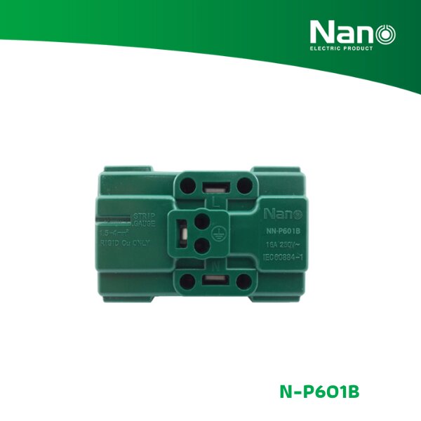 NANO เต้ารับคู่มีกราวน์ 16A 250V ขนาด 3 ช่อง Classic series สีดำ (1 ชิ้น/กล่อง, 10 ชิ้น/กล่อง ...