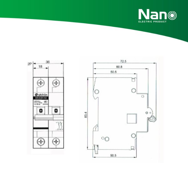 NANO เซอร์กิตเบรกเกอร์ MCB 2 Pole 20A 10kA (6 ชิ้น/กล่อง) รุ่น NMD42C20 - NANO ELECTRIC PRODUCT