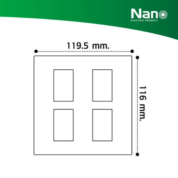 NANO หน้ากากขอบเหลี่ยม 4x4 นิ้ว 4 ช่อง Classic series สีขาว (80 ชิ้น/กล่อง) รุ่น NANO-400-4 ...