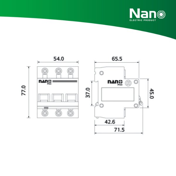 NANO เซอร์กิตเบรกเกอร์ NANO PLUS 6kA DC 3P 750V (1 ชิ้น/กล่อง) รุ่น DC ...
