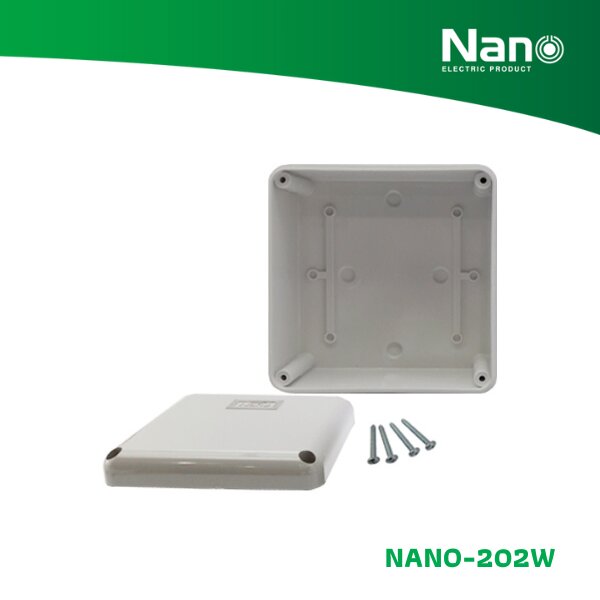 NANO กล่องกันน้ำ ขนาด 4x4x2.5" สีขาว (40 ชิ้น/กล่อง) รุ่น NANO-202W - NANO ELECTRIC PRODUCT