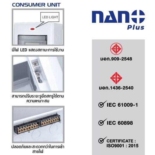 NANO ตู้คอนซูมเมอร์ยูนิต NANO PLUS เมน + 5 ช่อง (พร้อม RCBO + ลูกย่อย 4 ...